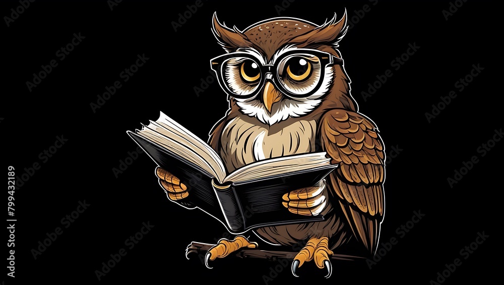 cute cartoon owl reading a book Stock Illustration | Adobe Stock