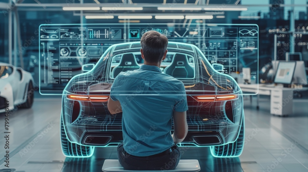 Virtual Automotive Innovation Engineer Perfecting Car Designs with ...