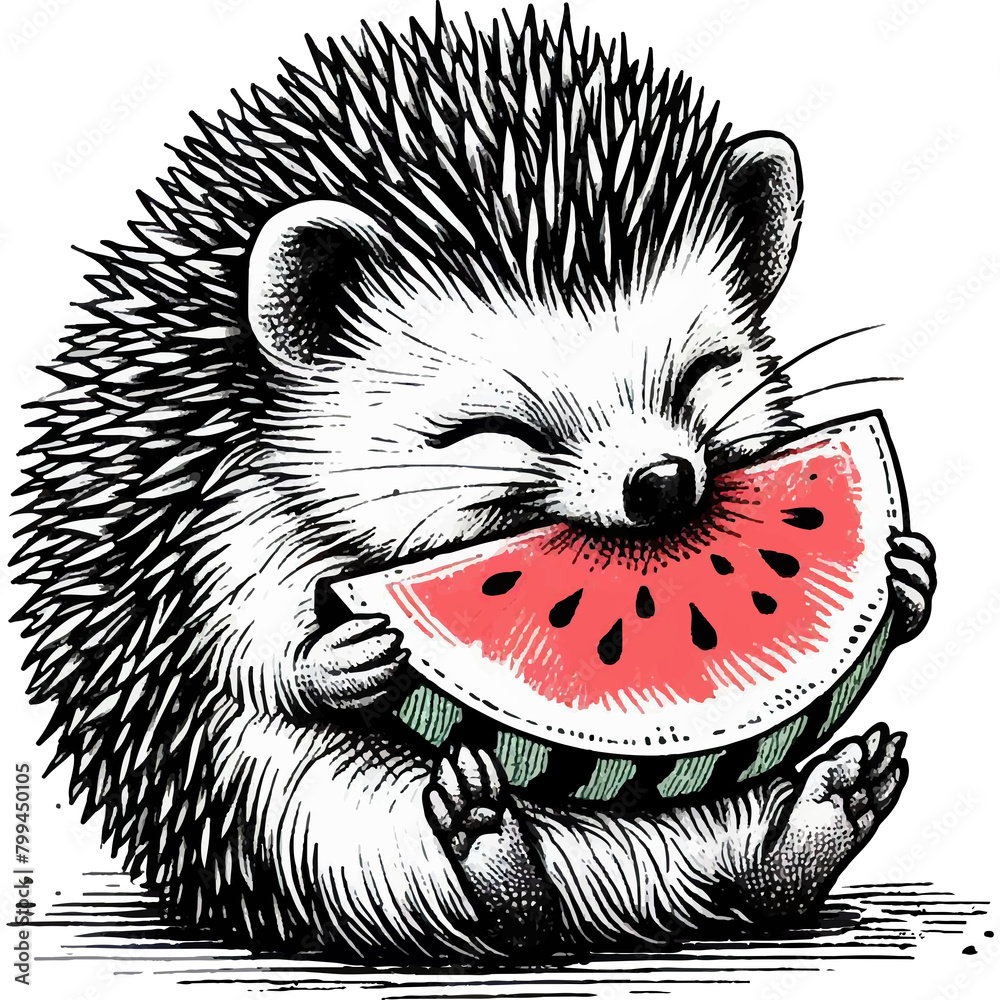 Hedgehog Eating Watermelon PNG Version 1 clipart sublimation ideal ...
