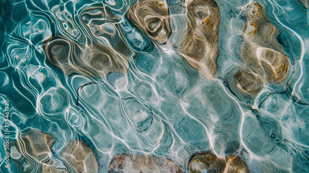 Gorgeous crystal clear water texture with shimmering light refraction ...
