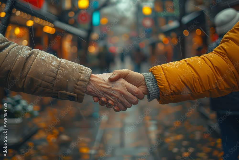 Acknowledging others with a polite nod when passing by, showing ...