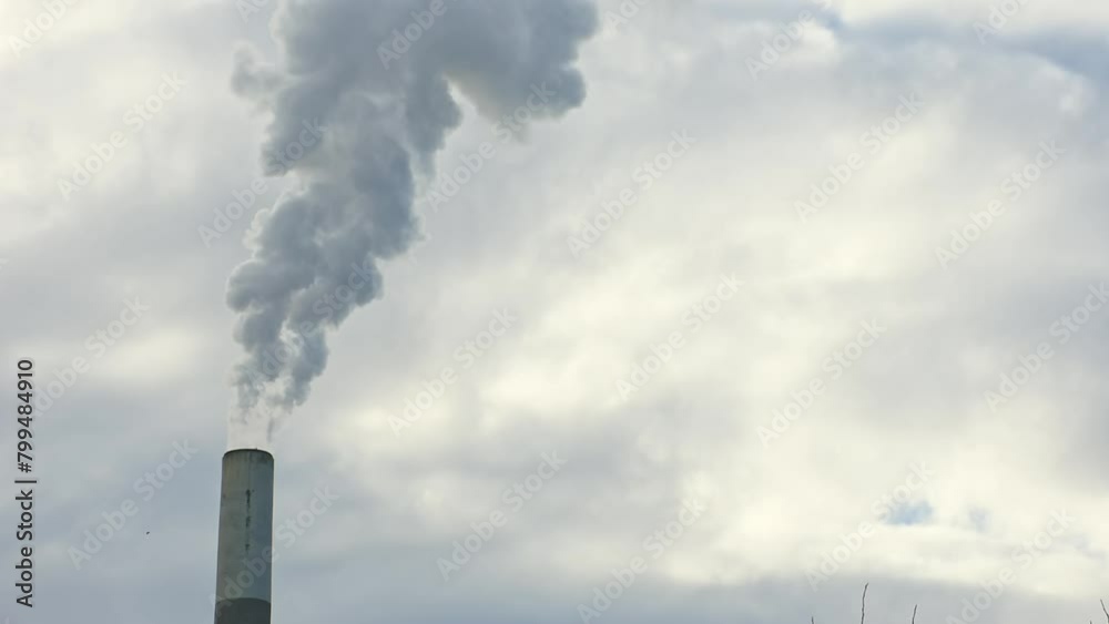 Steam and smoke from thermal power plant, air pollution from steam ...