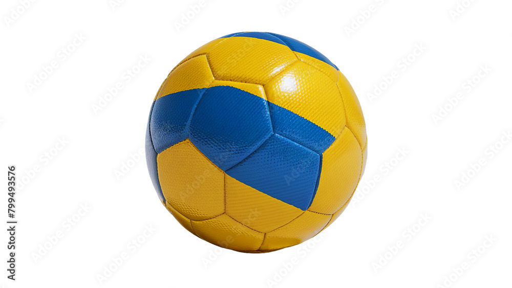Soccer ball in the colors of the Ukraine flag. isolated on transparent ...