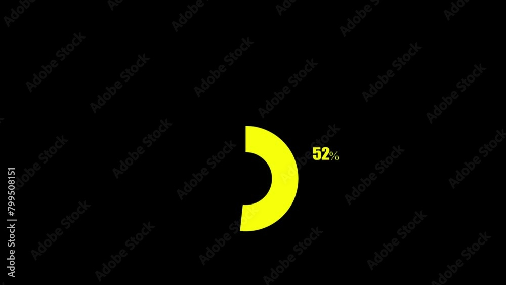 4k pie chart counting zero to hundred loading Animation with Alpha ...