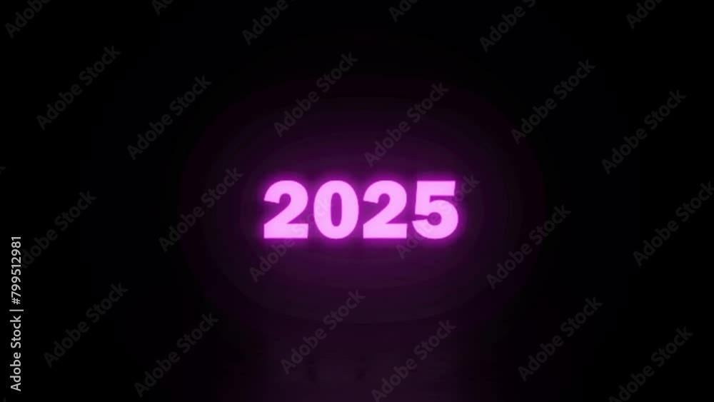 Happy New Year 2025 featuring a mesmerizing pink neon light sign motion ...
