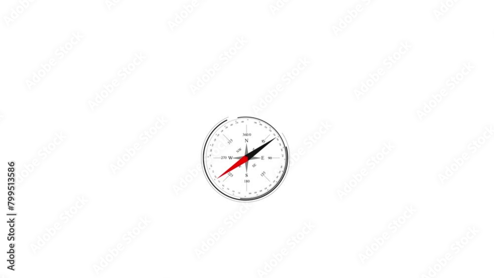 4k Compass Flat Animated Icon Isolated on white screen Background ...