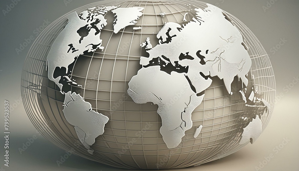Explore global perspectives 3d map of the world and white globe ...