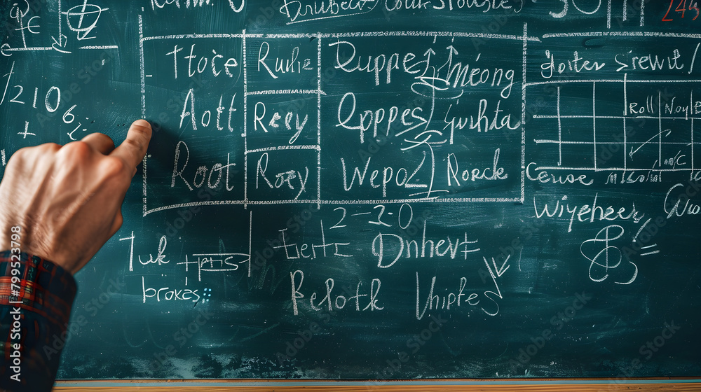 Step-by-Step Square Root Calculations Handwritten on a Chalkboard: From ...