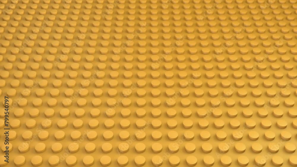 4k yellow toy construction bricks geometric rotating background, modern ...