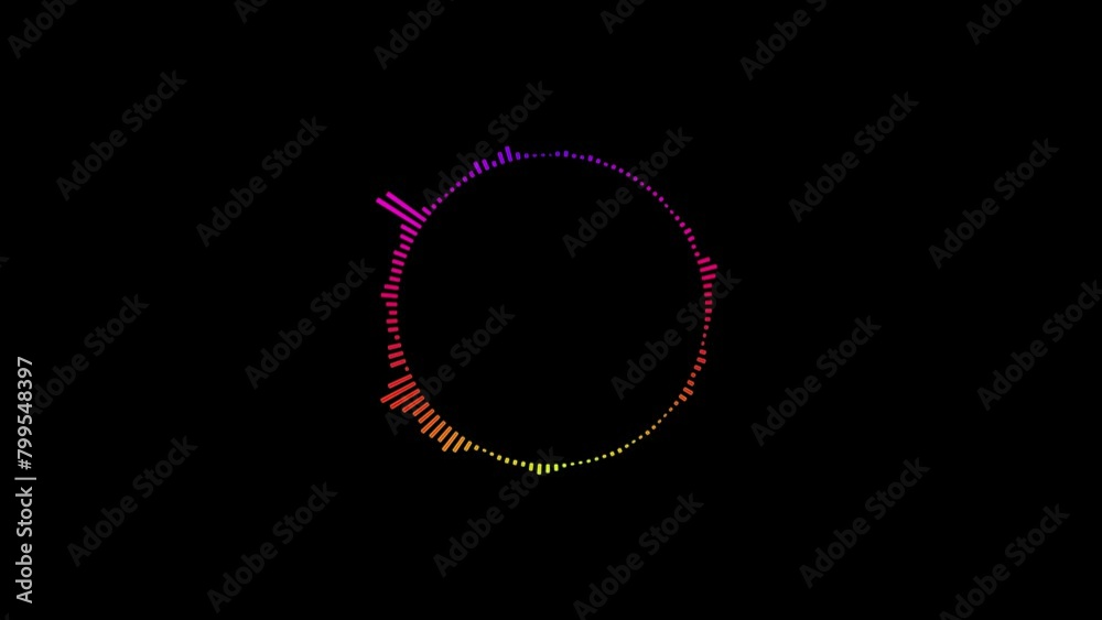 Animated sound wave spectrum black background, pastel color digital ...
