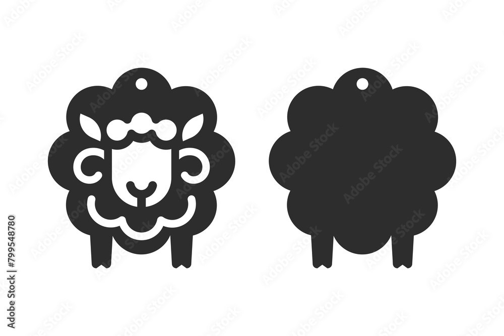 Funny two layered design for earring, pendant or keychain with sheep ...