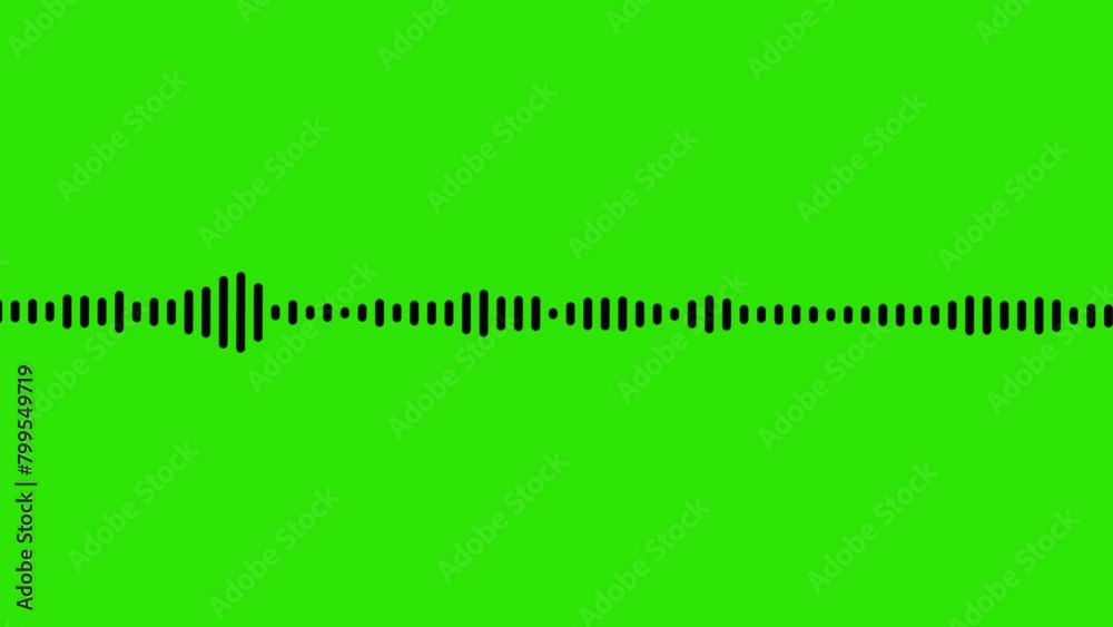 White audio waveform spectrum animation green screen, digital audio ...