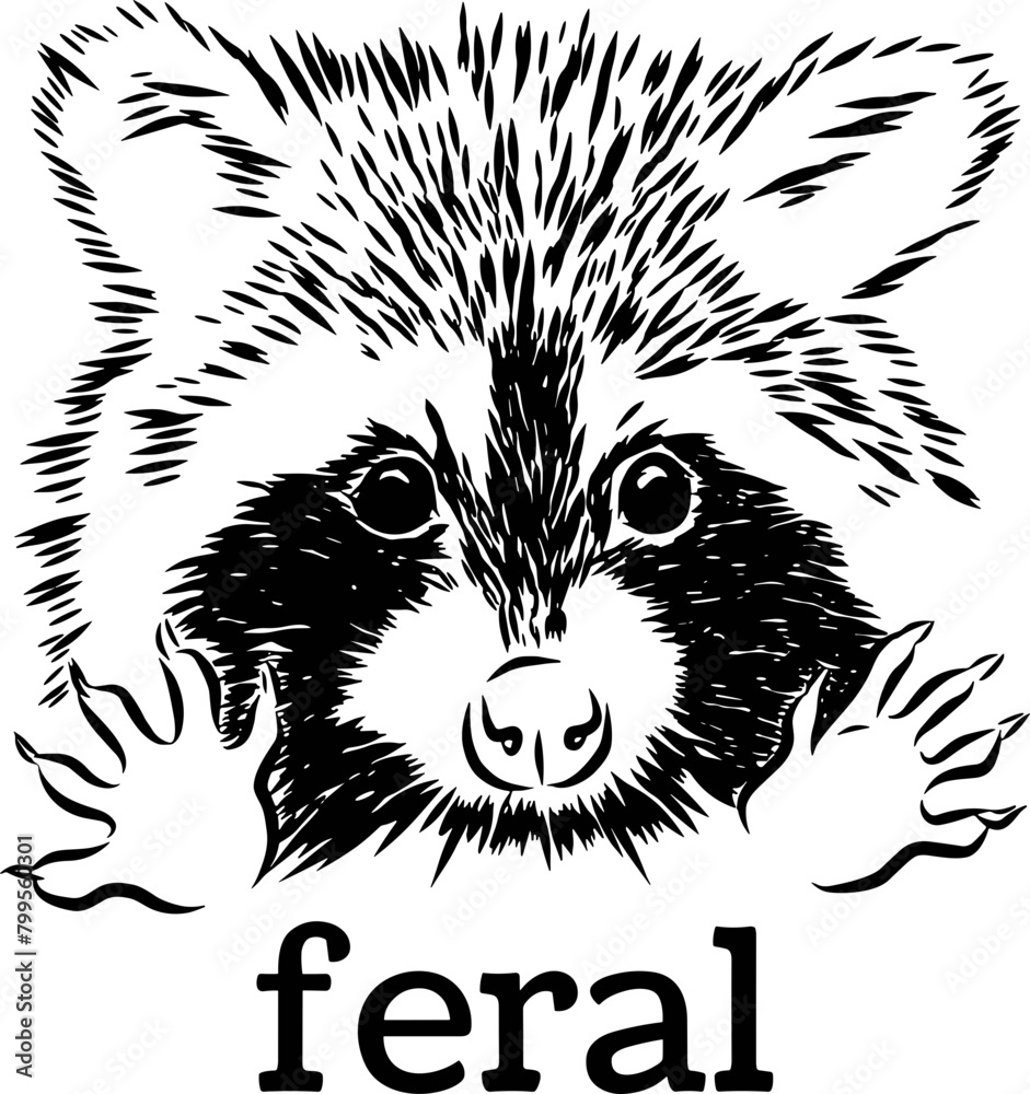 Feral Raccoon SVG, raccoon silhouette, cute raccoon, Feral Raccoon PNG ...
