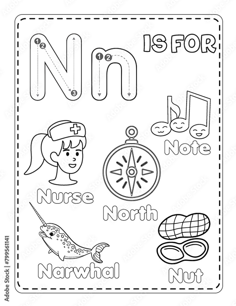 Alphabet N Coloring Pages,ABC Alphabet Coloring Pages for Kids ...