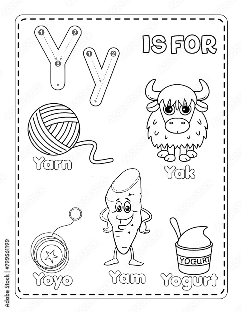 Alphabet Y Coloring Pages,ABC Alphabet Coloring Pages for Kids ...
