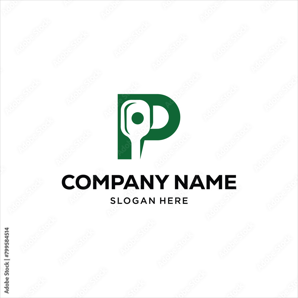 Pickleball Logo Concept Letter P With Pickle Ball Symbol, design ...