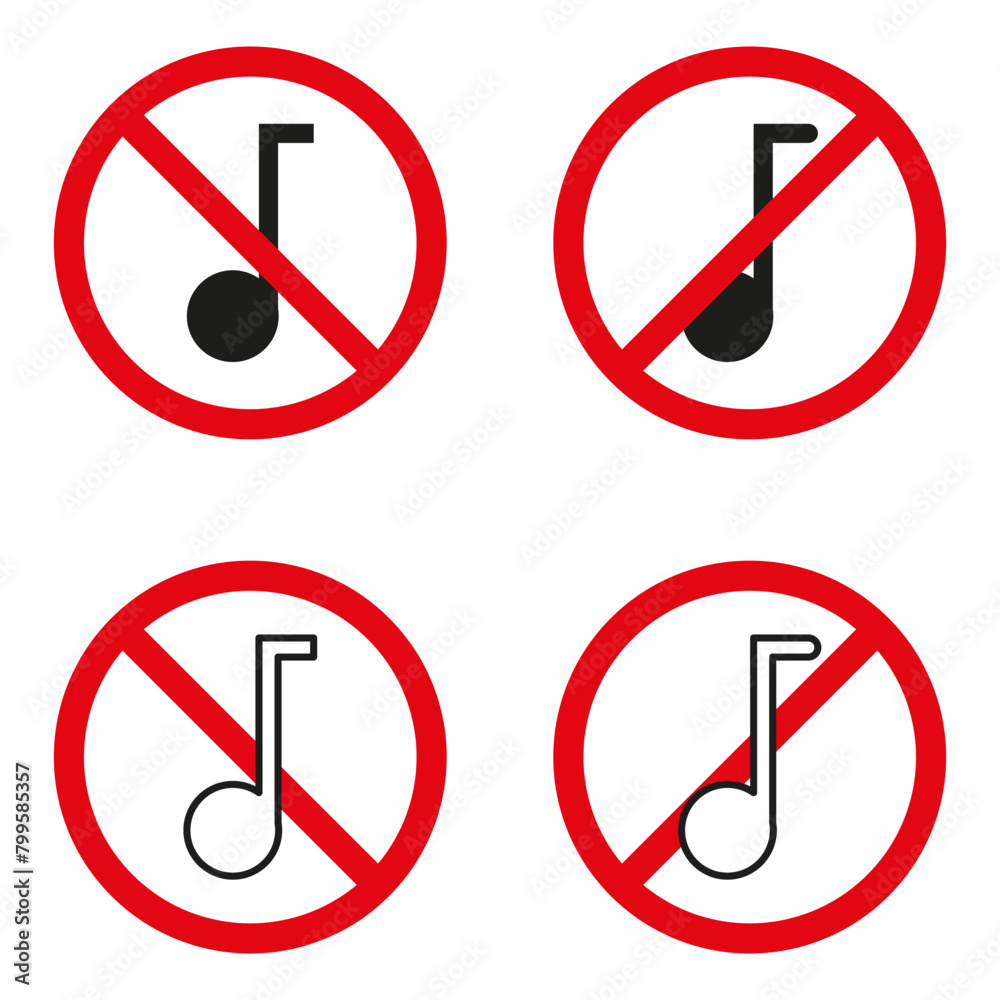 No Music Allowed Sign. Prohibited Musical Note Symbol. Silence Zone ...