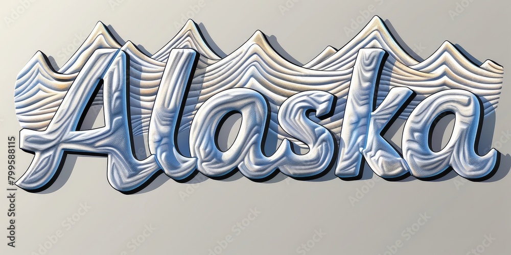 Sleek 'Alaska' lettering with wave-like patterns symbolizing the state ...