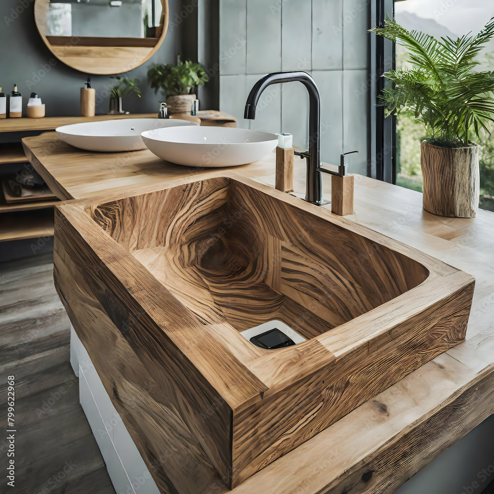 interior of a hotel.a series of contemporary wooden sink designs that ...
