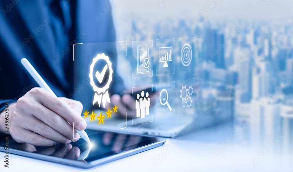 quality control concept. service best certification industrial ...