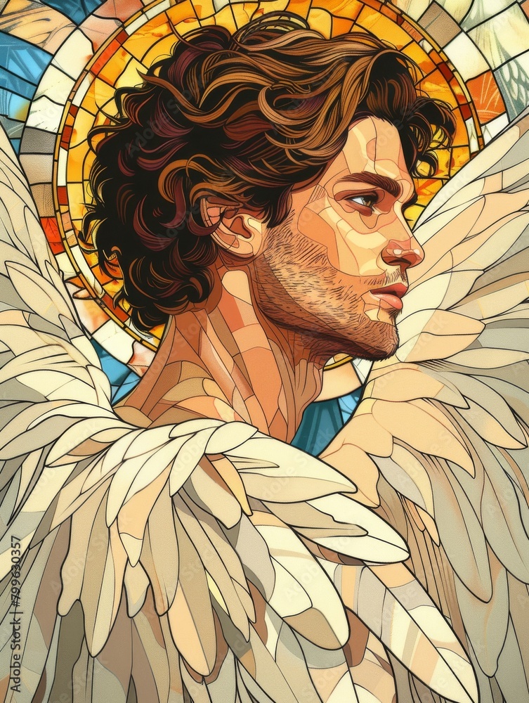 Celestial Elegance: Full-Body Portrait of a Handsome Angelic Man with ...