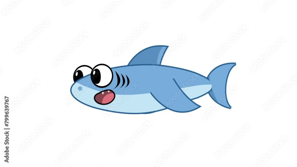 Shark animation swimming with floating motion. Side view. Transparent ...