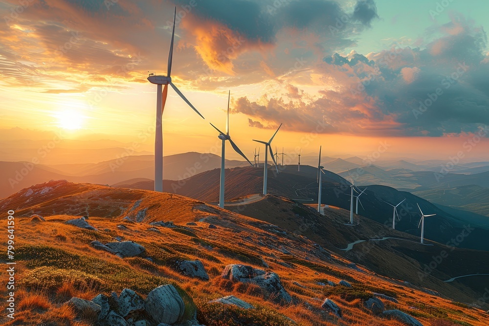 Wind energy. Wind power. Sustainable, renewable energy. Wind turbines ...