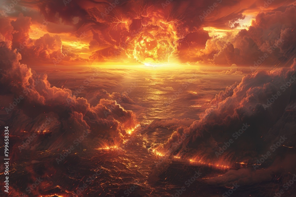 Global warming images, The earth is burning in flames and is drowning ...