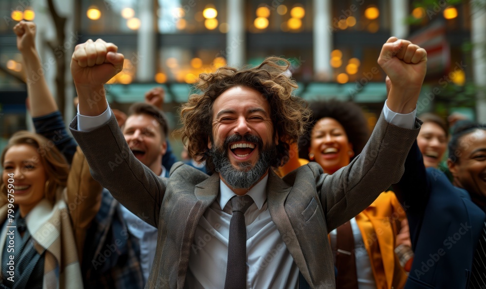 Diverse Team Celebrating Victory with Joyful Expression. Diverse and ...