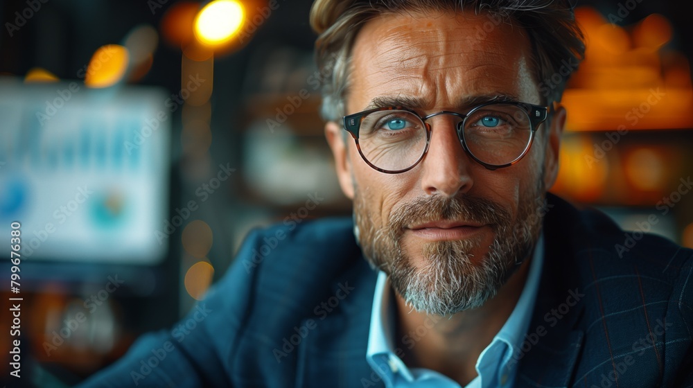 Confident Male Executive in a Dynamic Office Space. Confident mature ...