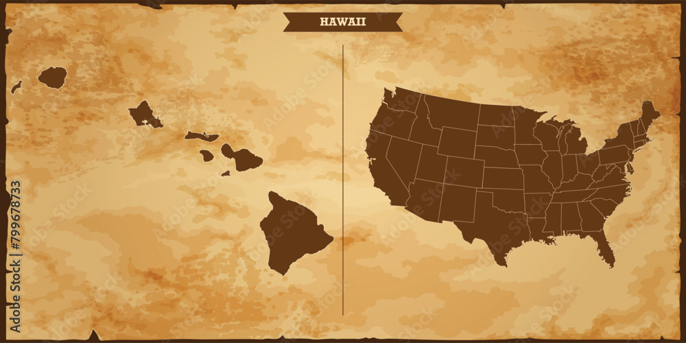 Hawaii state map, United States of America map with federal states in A ...
