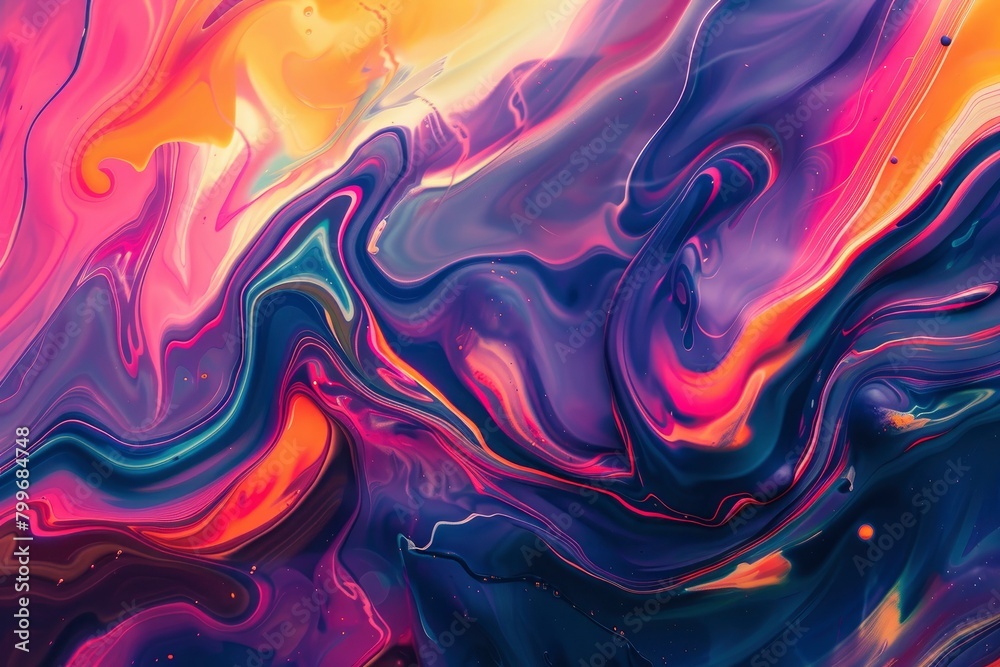 Abstract Liquid paint effect blurred gradient overflow waves grainy ...