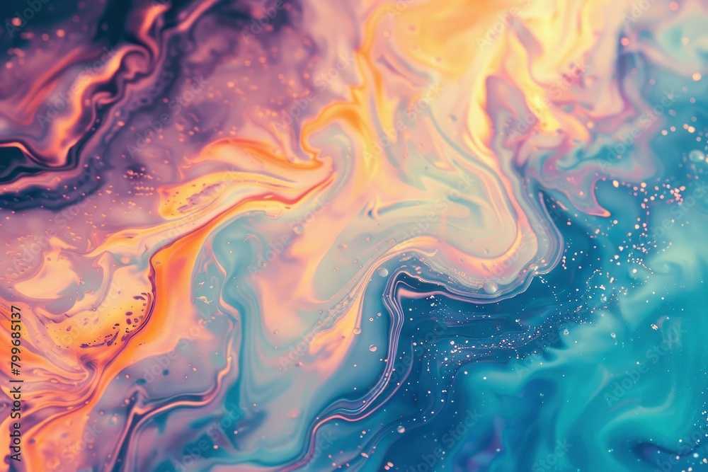 Abstract Liquid paint effect blurred gradient overflow waves grainy ...