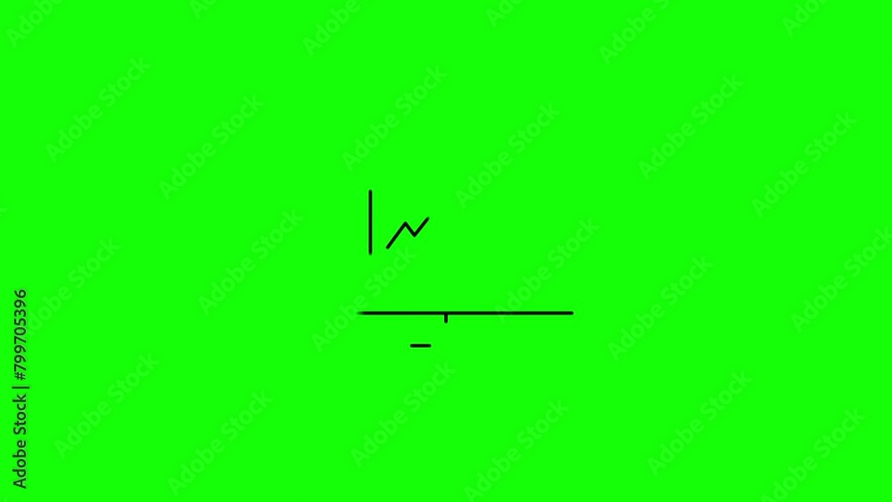 growth chart on screen animated outline icon on Greenscreen background ...