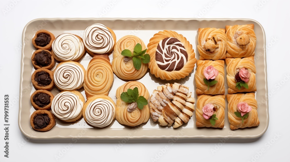 Cannabis-infused pastries elegantly arranged on a platter, enticing ...