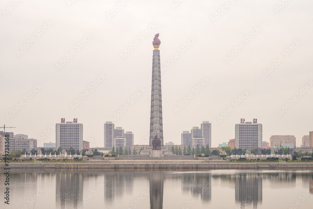 April 29, 2019: the Juche Tower and the accompanying monument to the ...