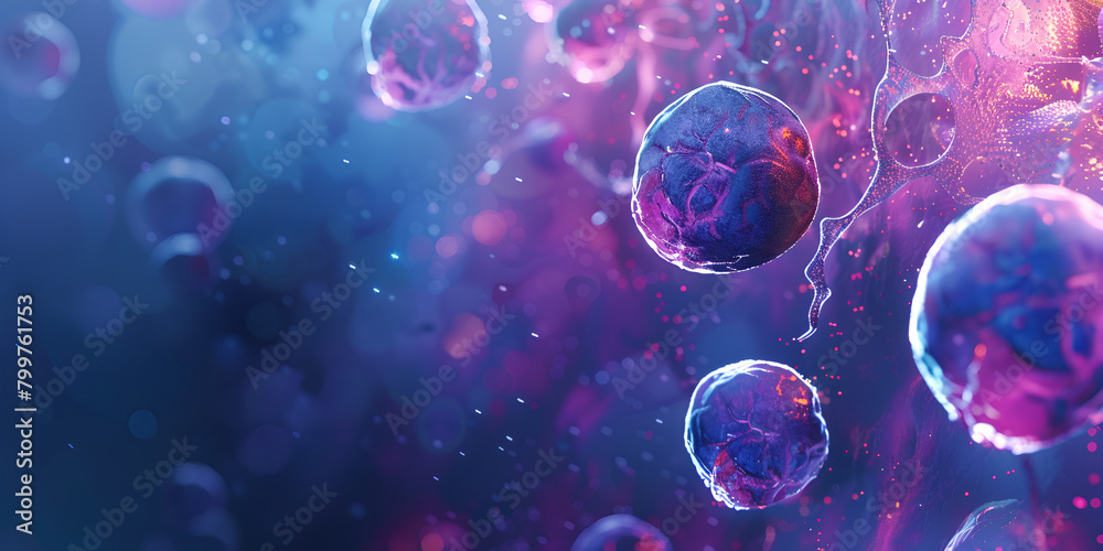 Human cell Cell division under a microscope view hemoglobin molecule ...