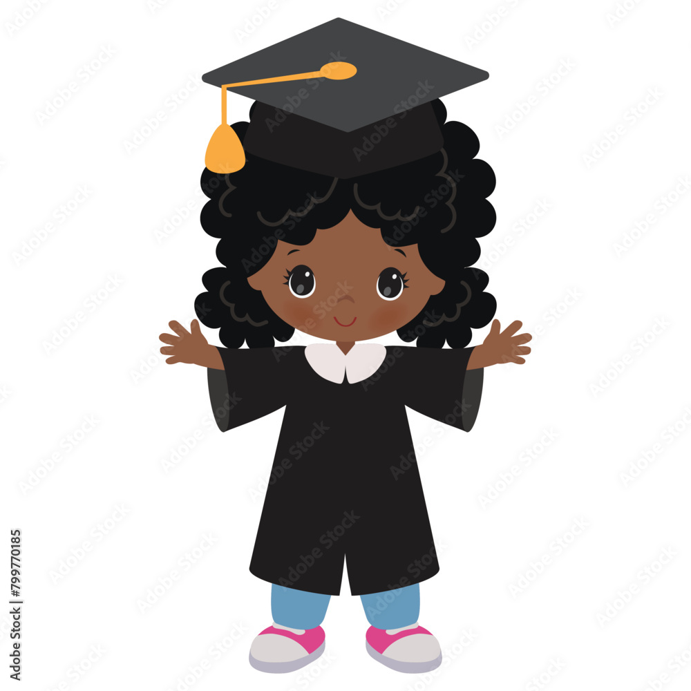 Kindergarten graduation girl vector cartoon illustration Stock Vector ...