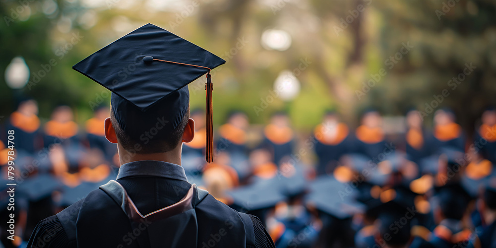 Graduates in graduation ceremony, image of the graduates wearing a ...