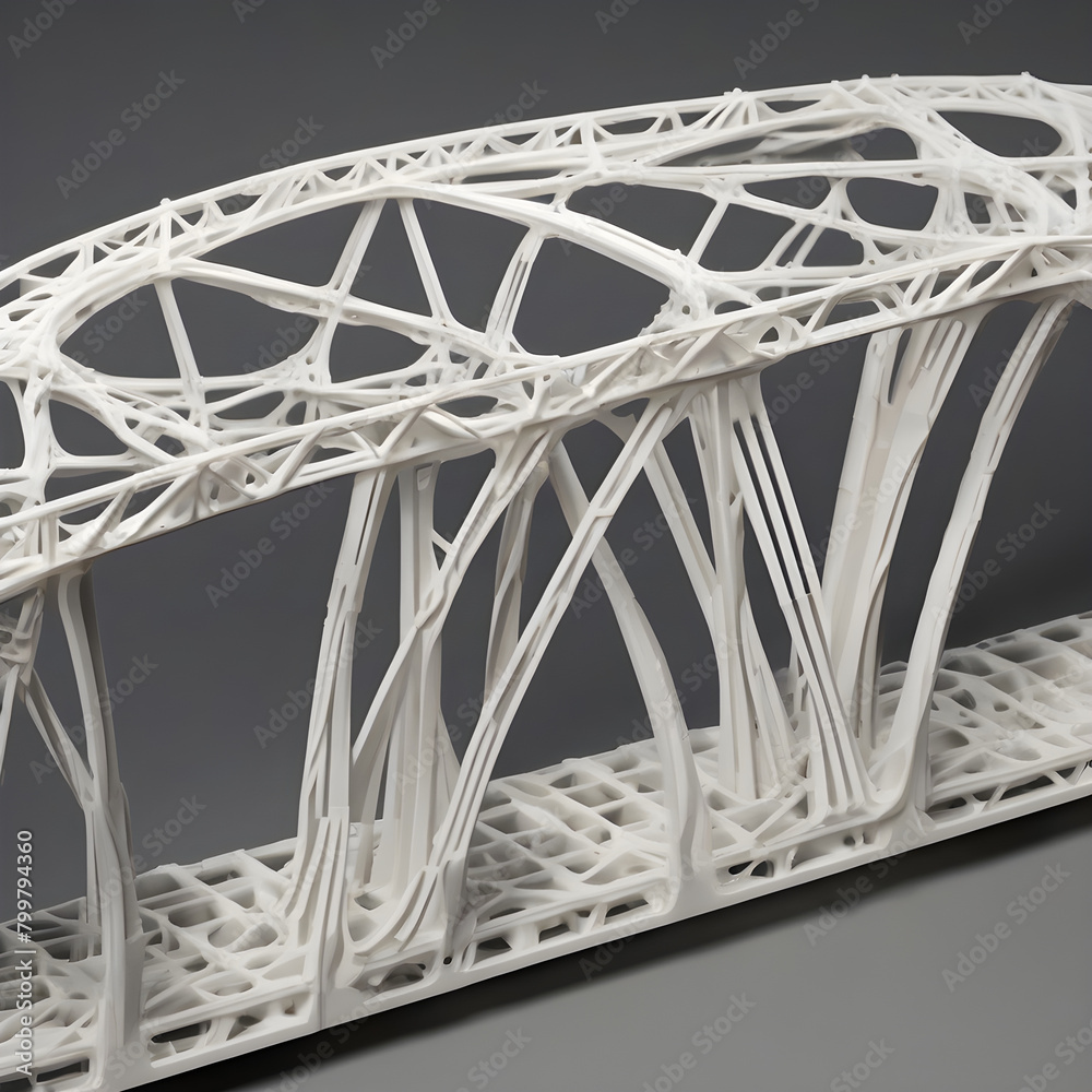3D-printed model of a bridge or road design, emphasizing structural ...