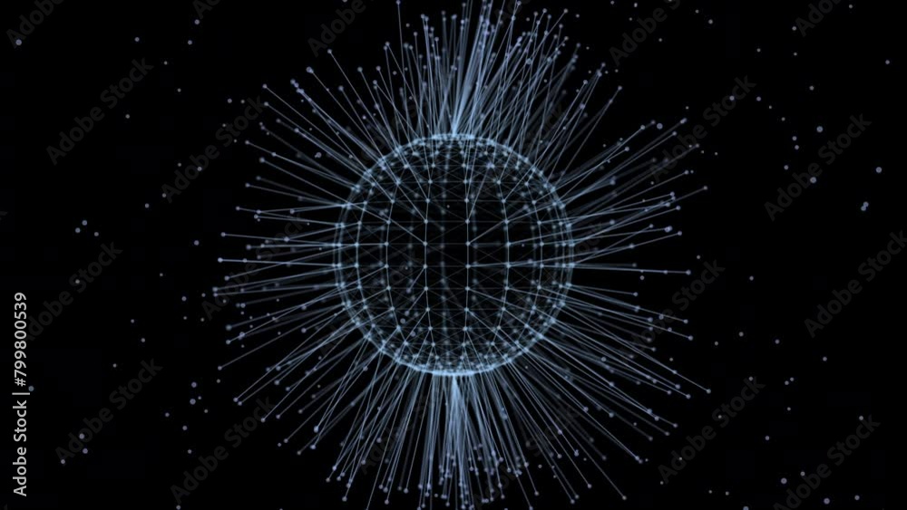 Futuristic sphere made up of points. Network connection structure. Big data visualization. Blue ...