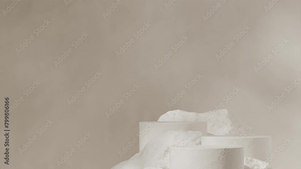 Vidéo Stock empty scene white ceramic textured podium of with seamless ...