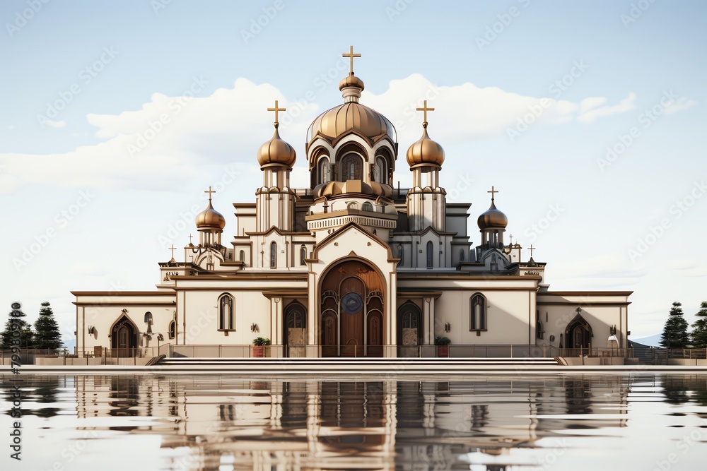 Simple Orthodox chapel outline, wide text area, clean and pure visual ...