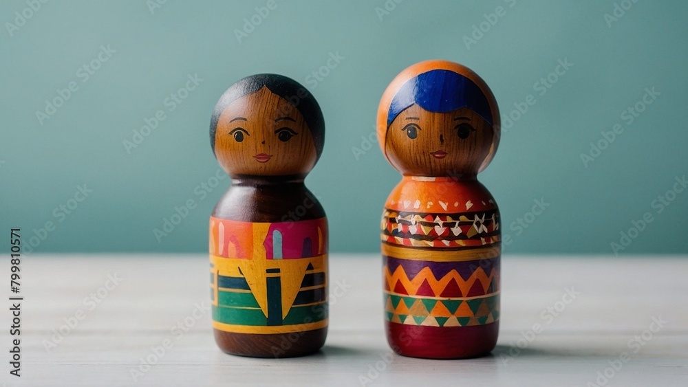 Global People diversity concept art shows in colorful puppet figures ...