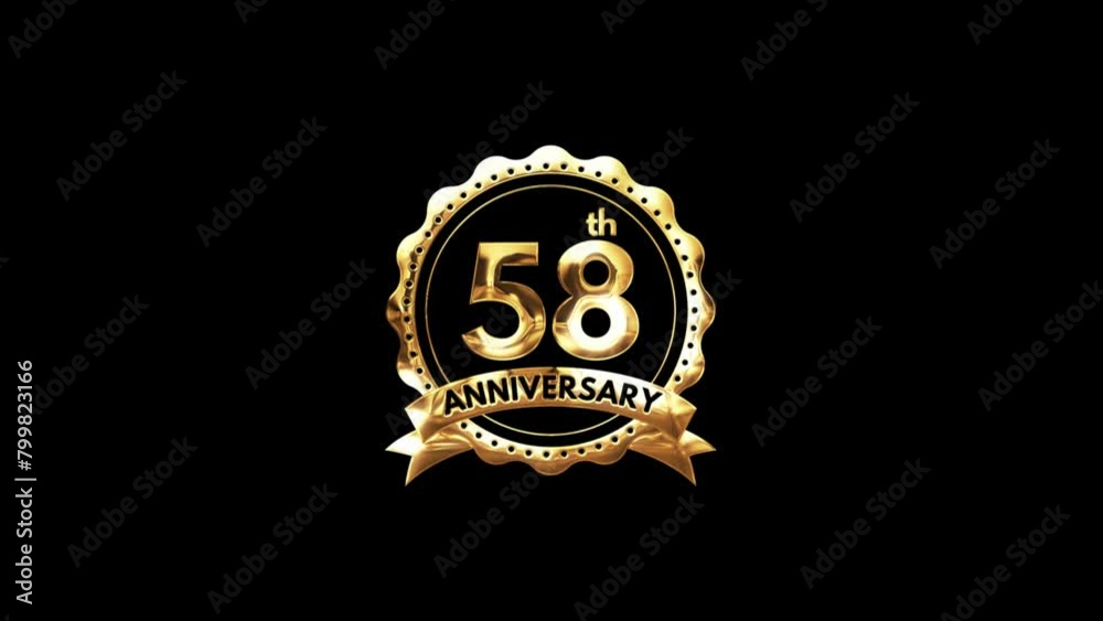 58th Anniversary luxury Gold Animation. Greeting for the 58th ...