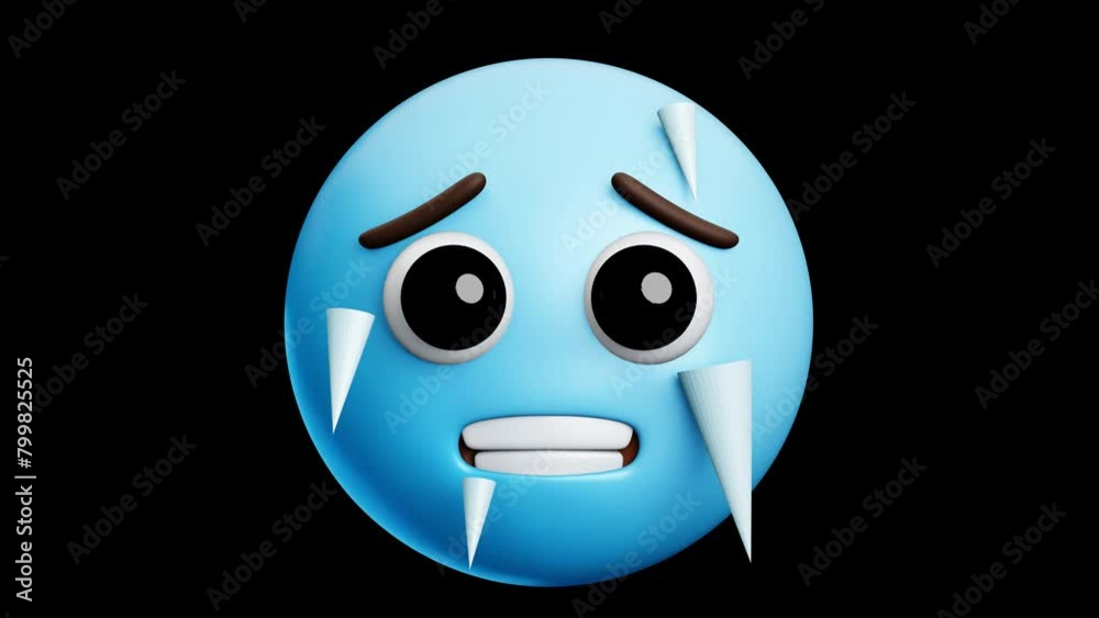 Cold face, freezing face emoji, 3d emoticon animation, Alpha channel ...