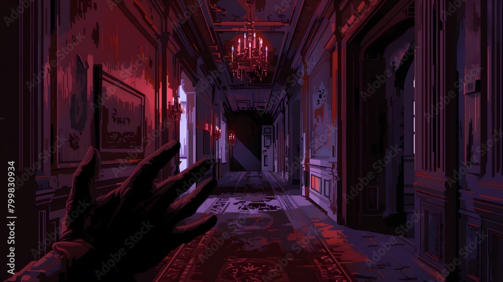 Pixel Art Depiction of Fear with a Person's Terrified Expression in a ...