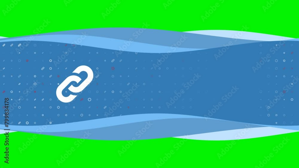 Animation of blue banner waves movement with white chain symbol on the ...