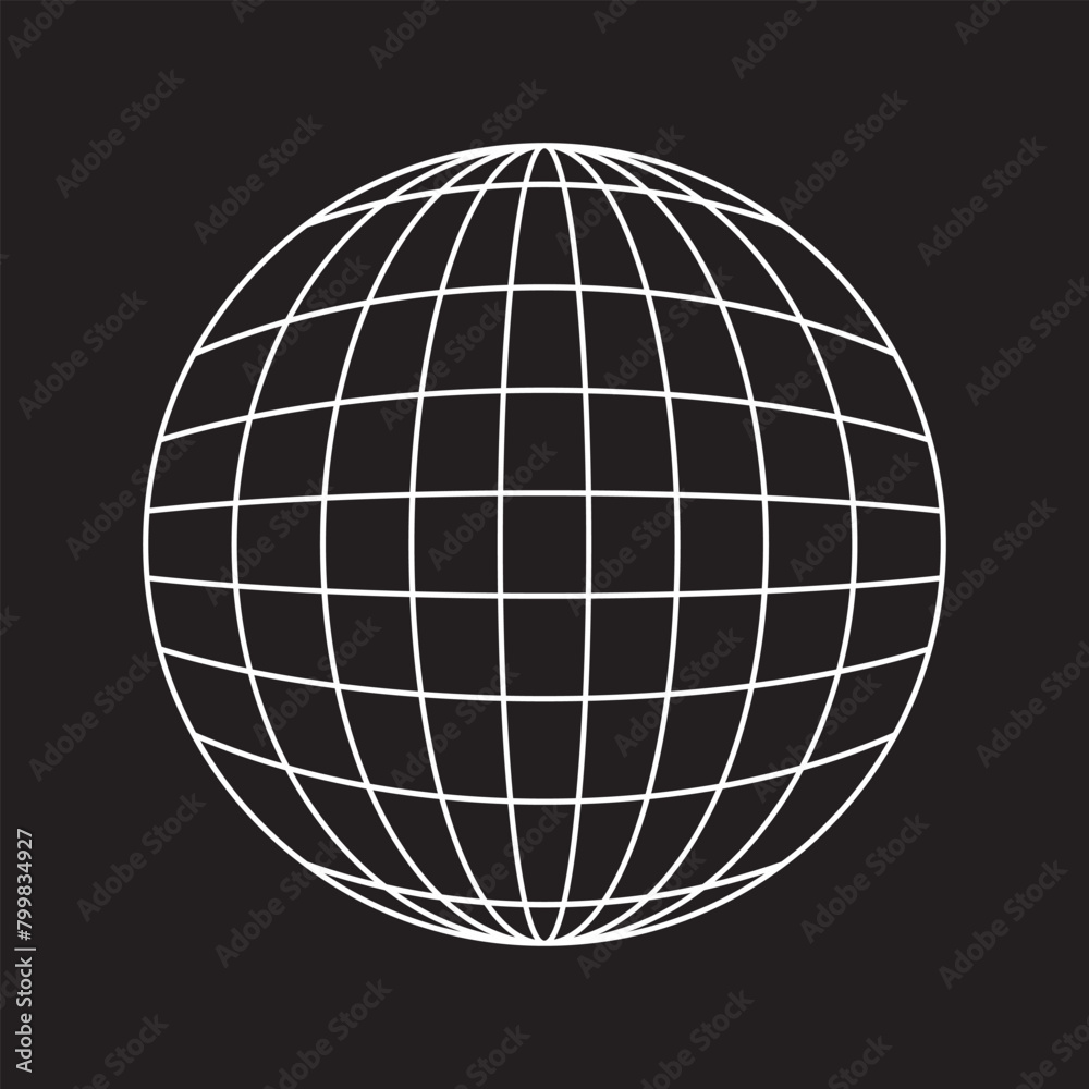 Globe grid spheres. Striped 3D spheres, geometry globe grid, earth ...