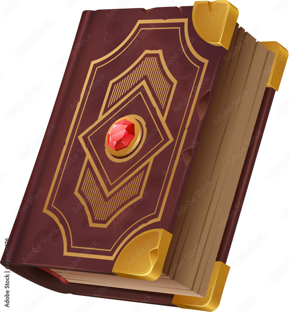 Game book in cover frame, fantasy magic book with old vintage paper ...